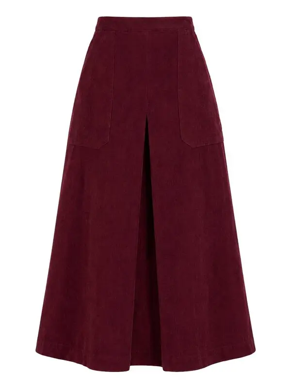 RAISHMA A-line Corduroy Skirt - Red