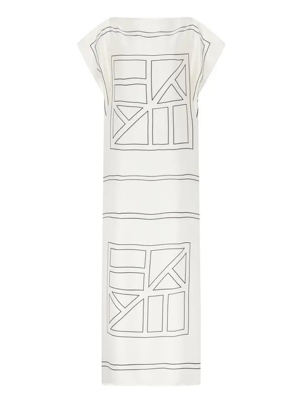 BELYED HANDCRAFT Accalia Printed Silk Kaftan - White