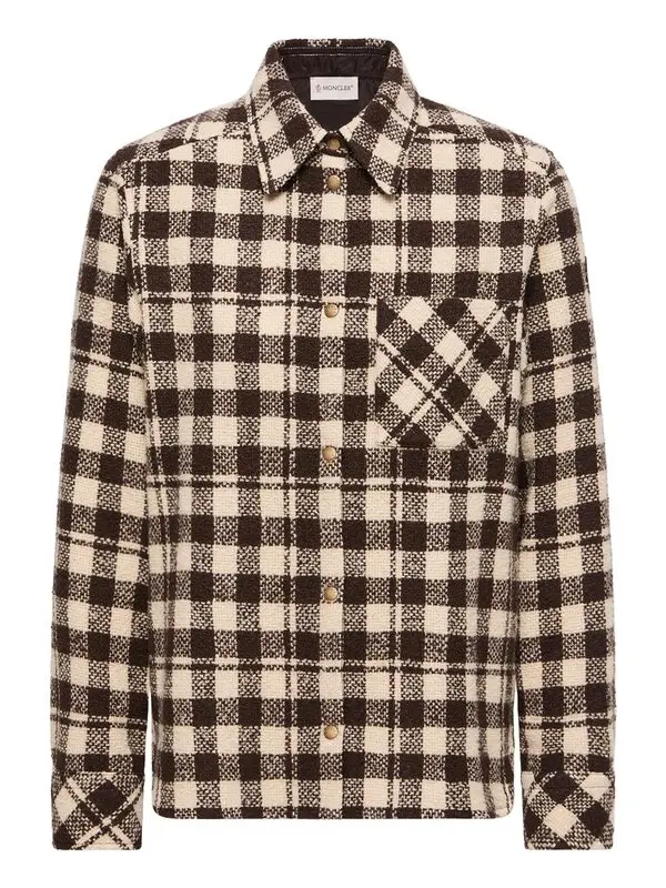 Moncler Wool Checked Shirt - Brown