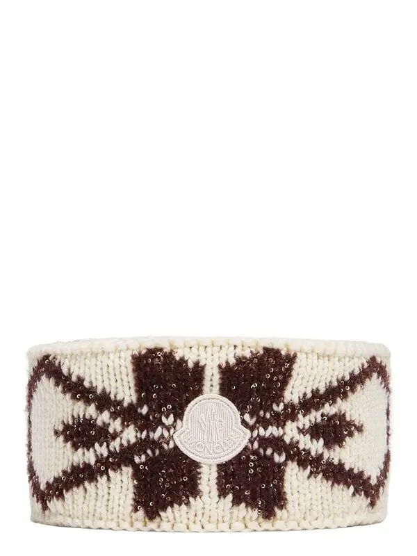 Moncler Jacquard Knit Headband With Sequins - White