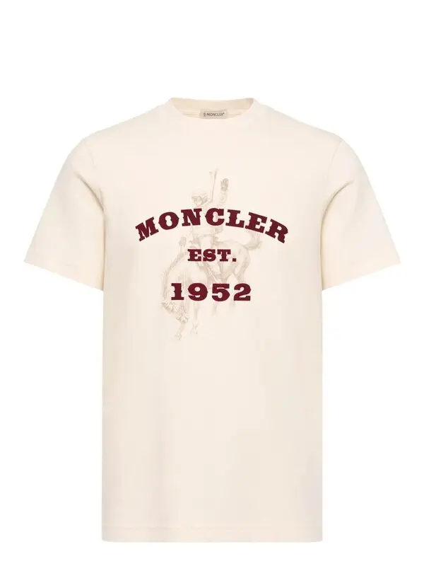 Moncler Horse Print Cotton Jersey T-shirt - White