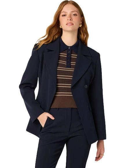 Astr The Label Linda Cutaway Hem Blazer - Navy