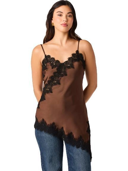 Astr The Label Lace Trim Cami - Brown