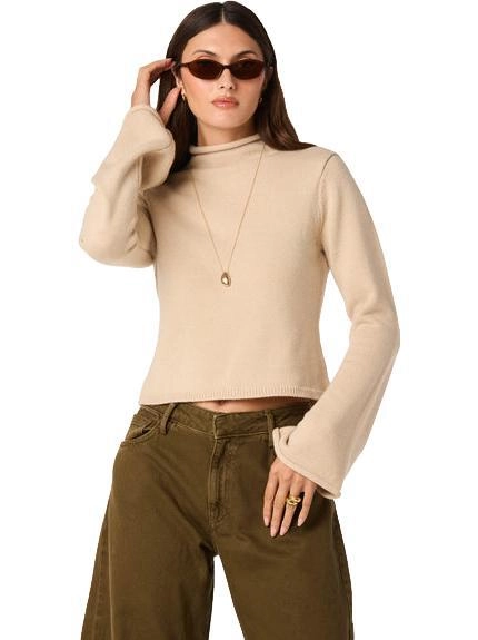 Astr The Label May Bell Sleeve Mock Neck Sweater - Oatmeal
