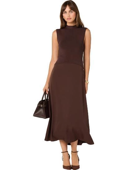Astr The Label Ora High-neck Tie-back Midi Dress - Brown