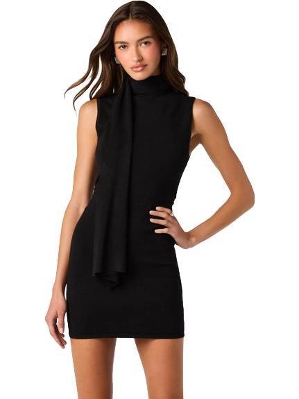 Astr The Label Annie Scarf Sweater Mini Dress - Black