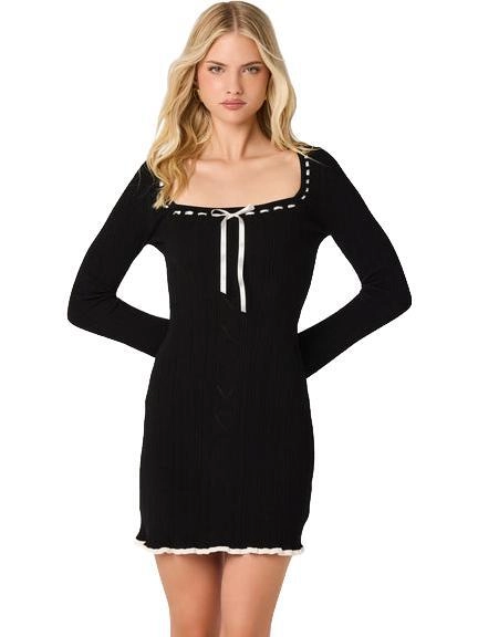 Astr The Label Daysha Square Neck Mini Dress - Black
