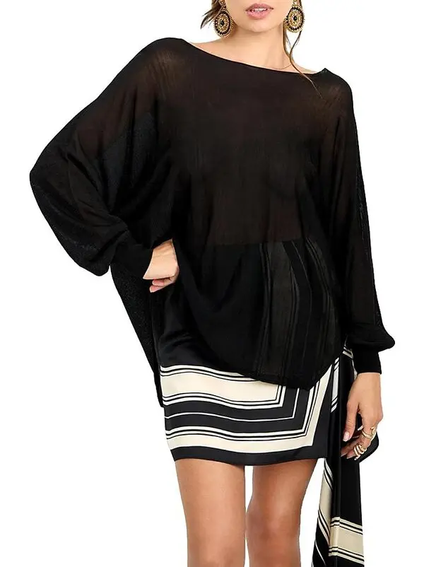 Trina Turk Long Sleeve Pullover - Black