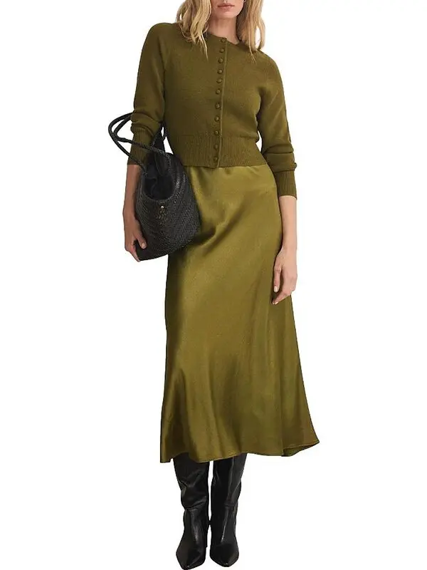 Mint Velvet Layered Satin Midi Dress - Green