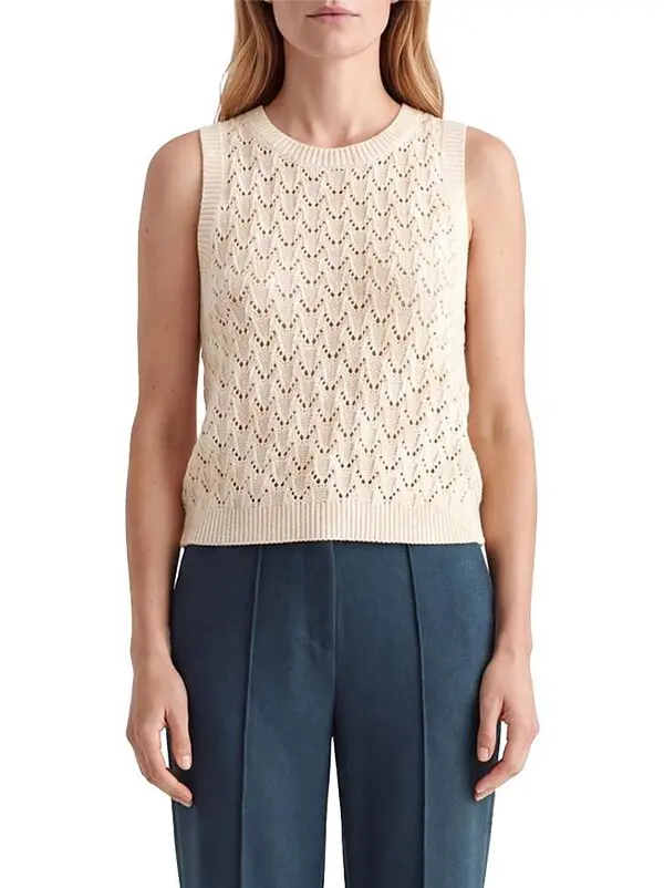 CARTOLINA Lou Pointelle Knit Tank - Ivory