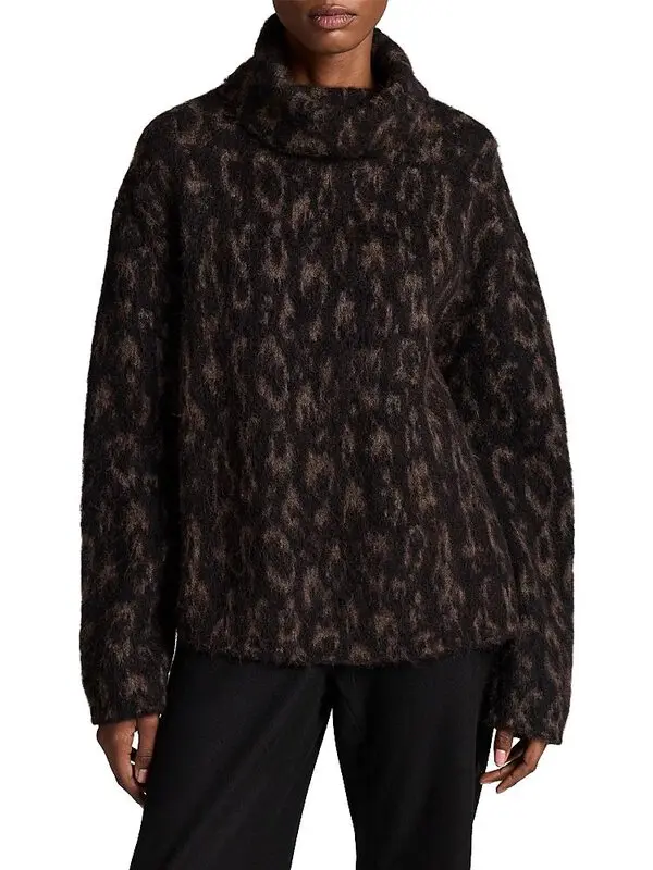 Vince Oversized Jacquard Turtleneck Sweater - H Grey Combo