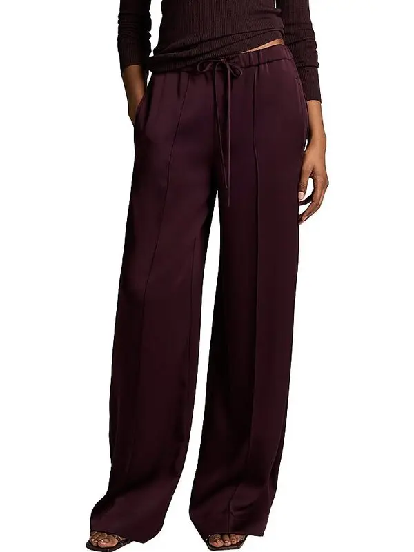 Vince Mid Rise Tailored Drawstring Pants - Blackberry