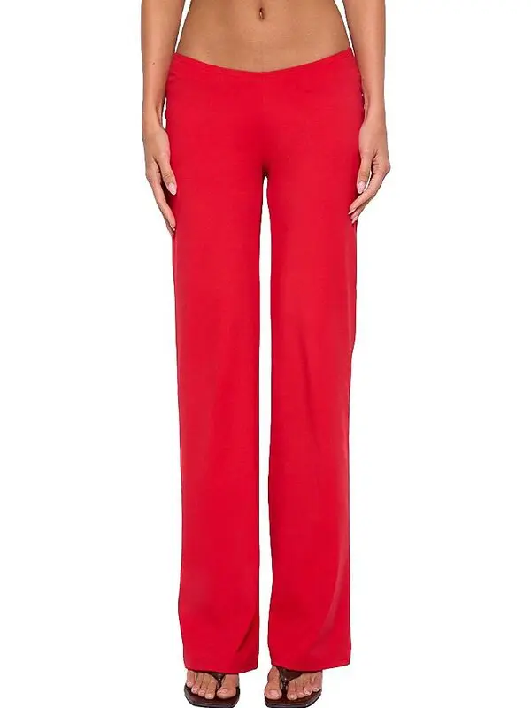 EDIKTED Anika Scooped Straight Leg Pants - Red
