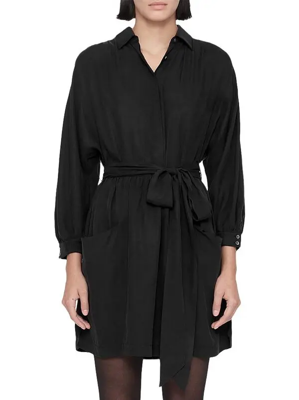 ALLSAINTS Noora Belted Shirt Dress - Washed Black