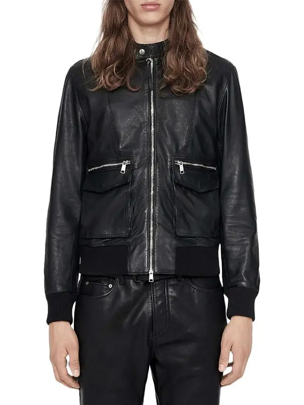 ALLSAINTS Hiro Bomber Leather Jacket - Black