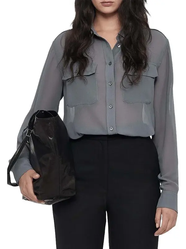 ALLSAINTS Maven Sheer Military Shirt - Sheer Dolphin Grey