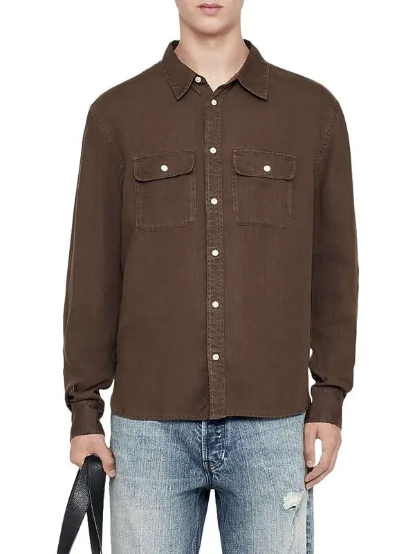 ALLSAINTS Bond Long Sleeve Shirt - Chocolate