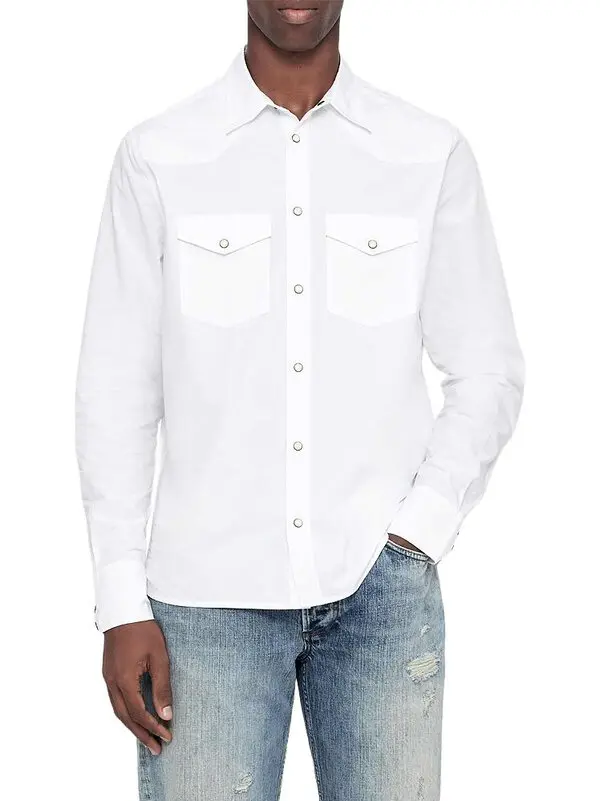 ALLSAINTS Kenil Cotton Pocket Western Shirt - White
