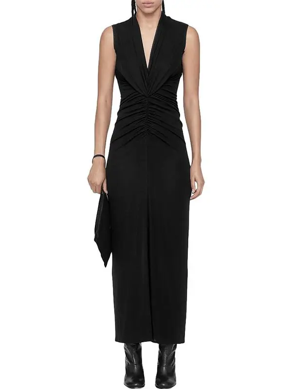 ALLSAINTS Dariya Draped Neck Maxi Dress - Black