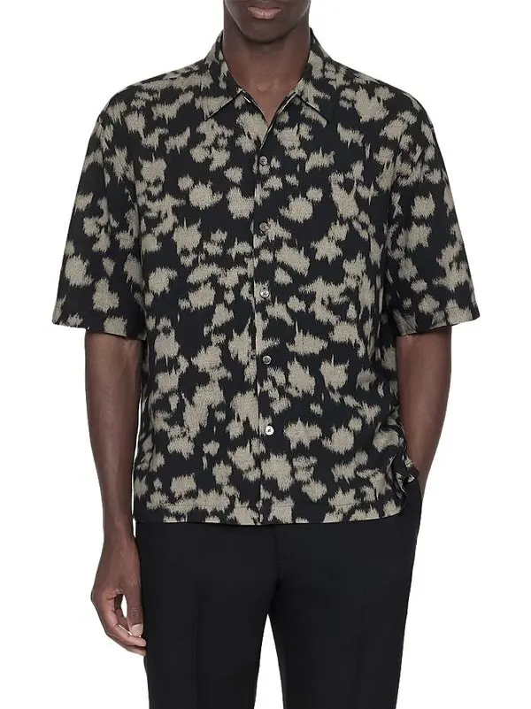 ALLSAINTS Leo Short Sleeve Shirt - Black/grey