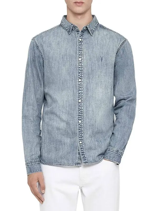 ALLSAINTS Gleason Casual Cotton Denim Shirt - Light Indigo