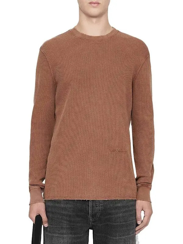 ALLSAINTS Raine Cotton Long Sleeve Crew - Rust Red