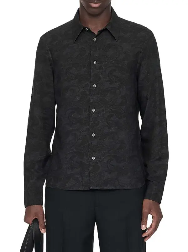 ALLSAINTS Seraphim Paisley Point Collar Shirt - Black