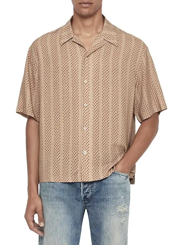 ALLSAINTS Quasar Short Sleeve Shirt - Camel/red