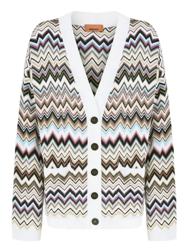 Missoni Wool Blend Zigzag Cardigan - Blue