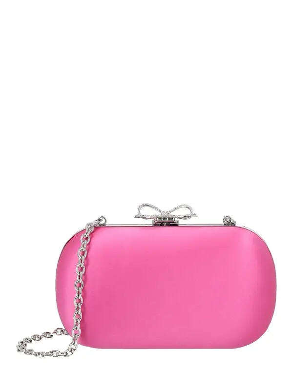 SELF-PORTRAIT Clutch In Satin With Bow Detail - Pink