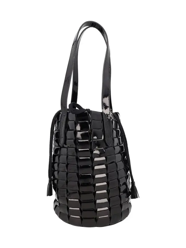 Dragon Diffusion Braided Leather Bucket Bag - Black