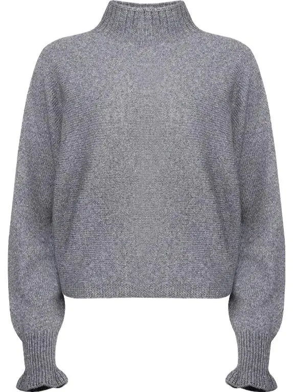 TWINSET Mock-neck Ruffled Jumper - Gray