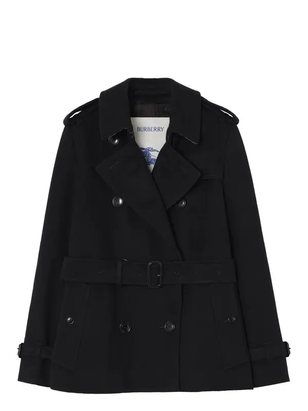 Burberry Cashmere Kensington Trench Jacket - Black