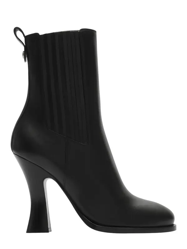 Burberry Leather Pillar Ankle Boots - Black