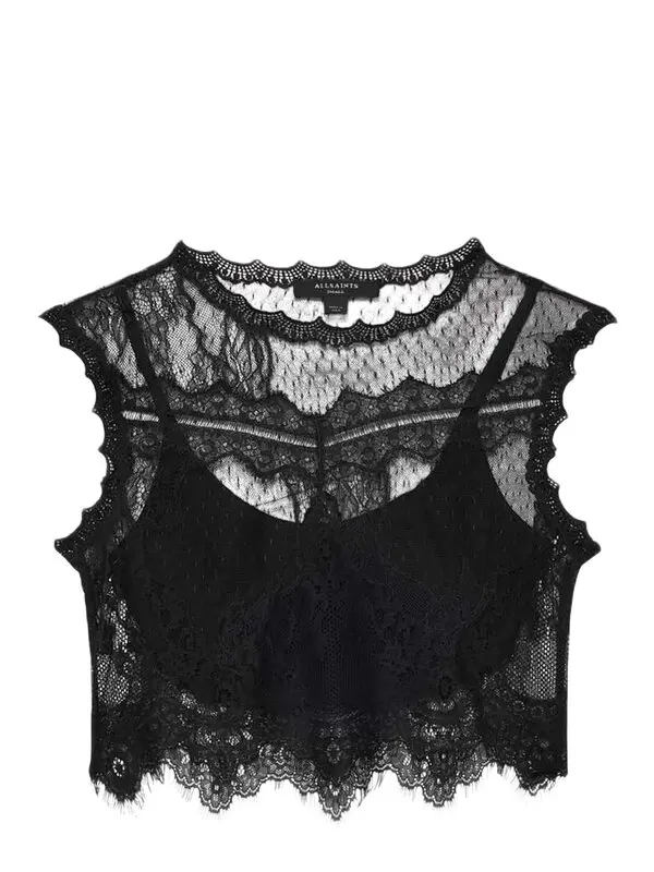 ALLSAINTS Eliza Lace Crop Top - Black