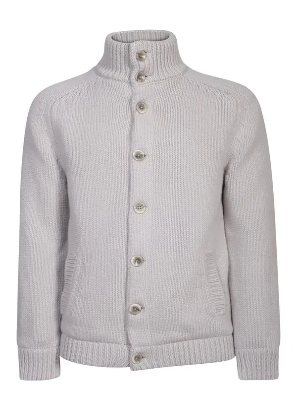 Herno High Neck Knitted Bomber Jacket - Gray