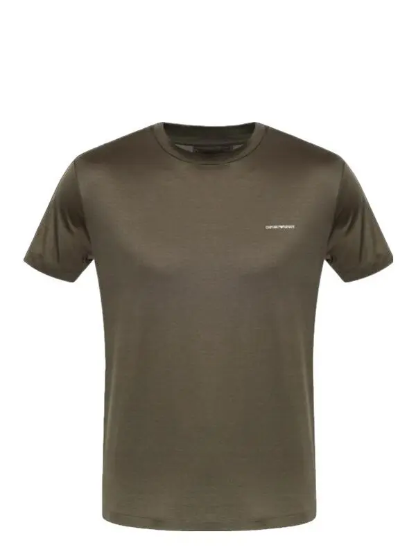 Emporio Armani Logo Printed Crewneck T-shirt - Brown