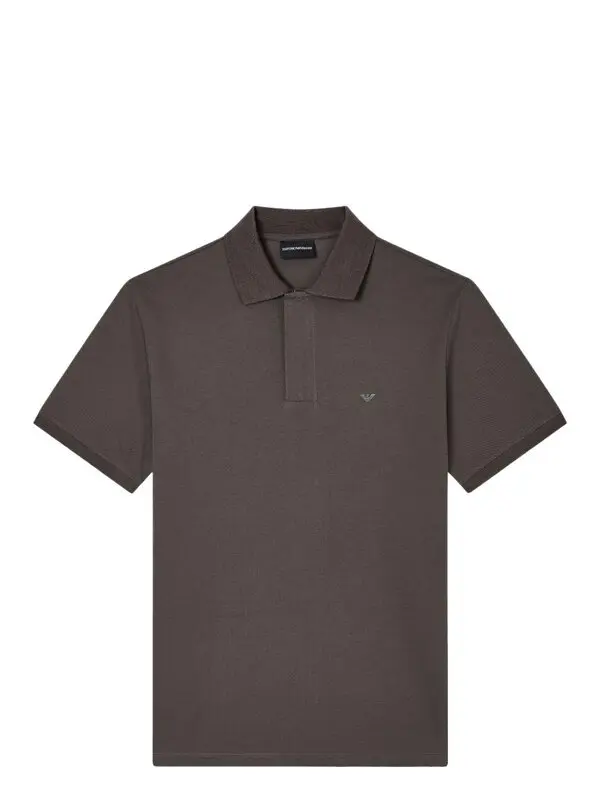 Emporio Armani Logo Patch Short-sleeved Polo Shirt - Grey
