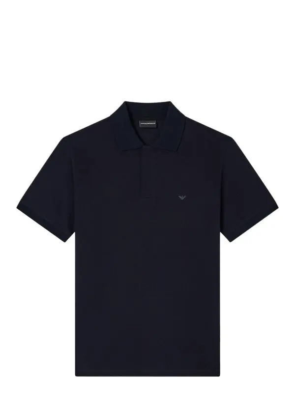 Emporio Armani Logo Patch Short-sleeved Polo Shirt - Navy
