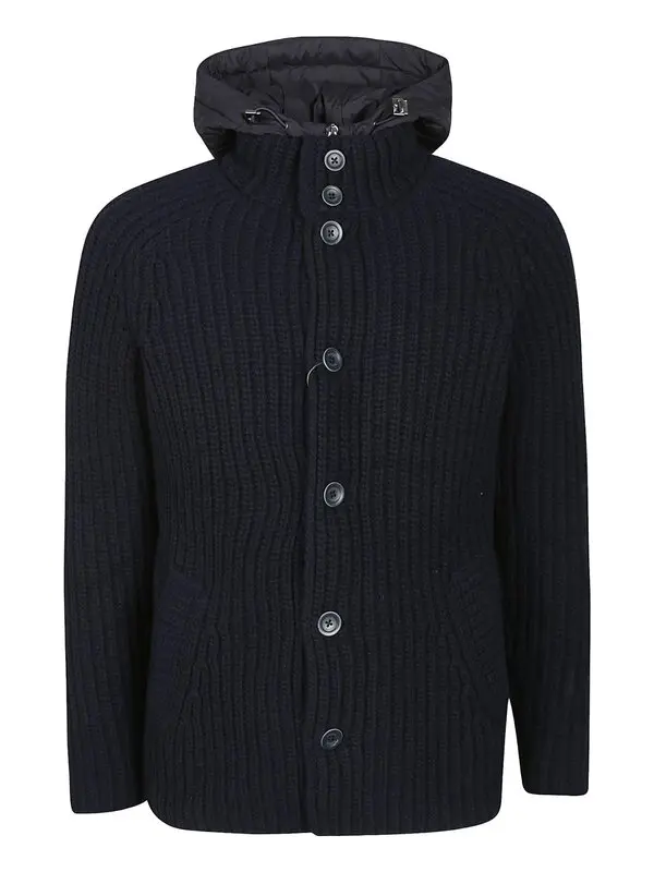 Herno Padded Hood Knit Jacket - Black