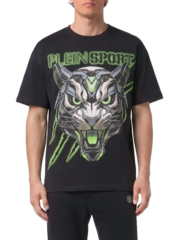 PLEIN SPORT Graphic Logo Print Cotton Jersey T-shirt - Black