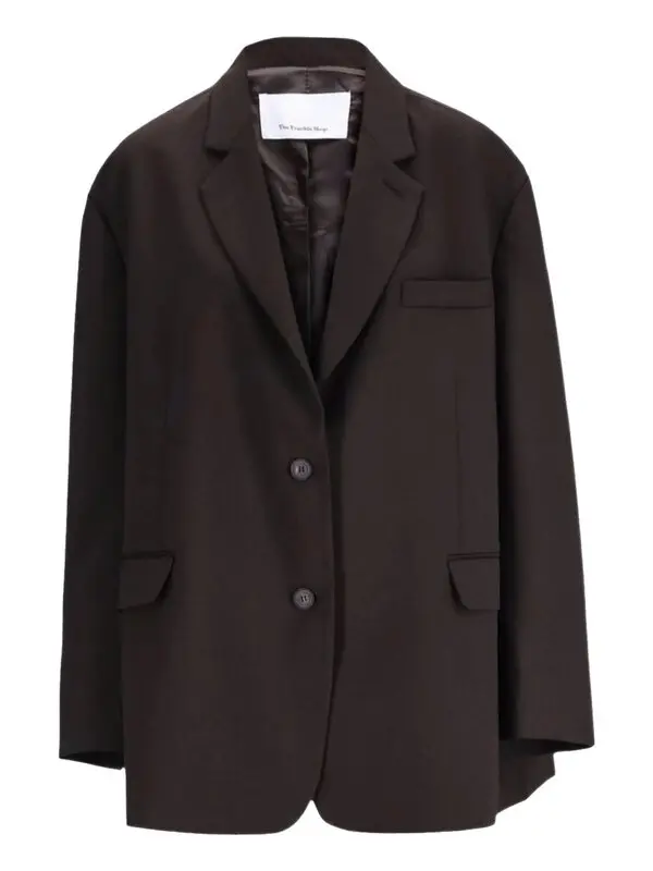 THE FRANKIE SHOP Single-breasted Blazer - Dark Coffee
