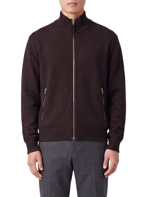 TOM FORD Zip-up Sweater With Leather Elbow Patches - Brown