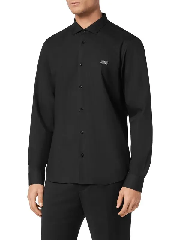 Philipp Plein Sugar Daddy Cotton Shirt With Skull Print And Rhinestones - Black