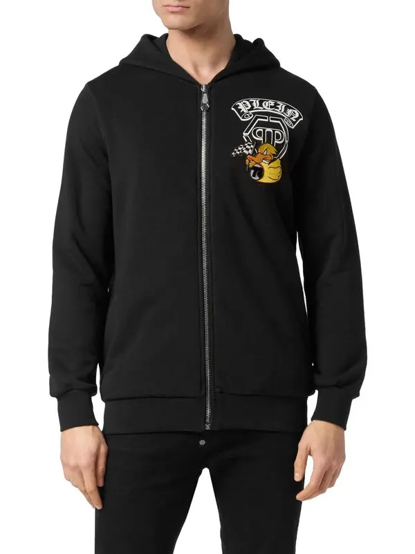 Philipp Plein Graphic Print Zip-up Hoodie - Black