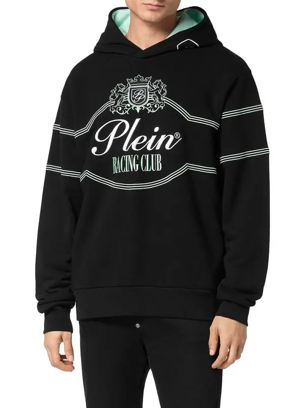 Philipp Plein Graphic Print Hooded Sweatshirt - Black