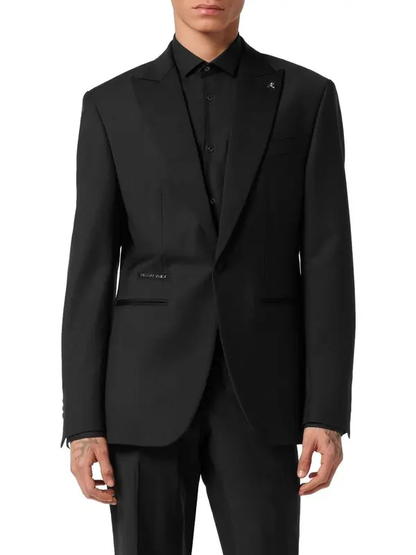 Philipp Plein Embroidered Teddy Bear Blazer - Black