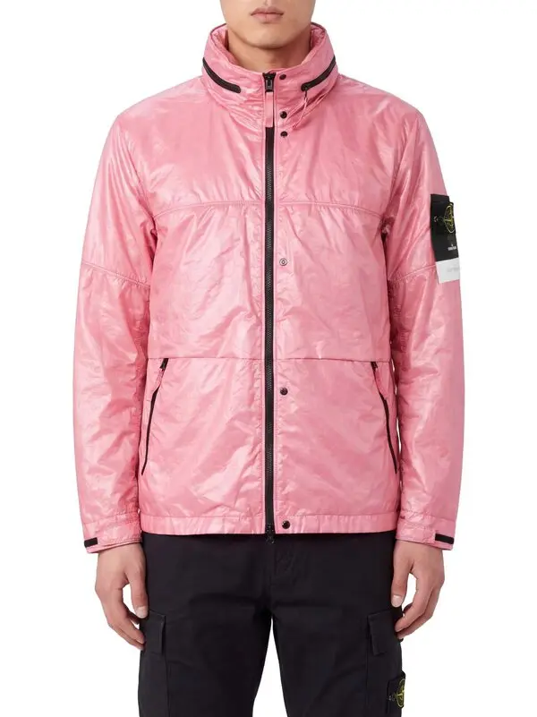 Stone Island Zip-up Jacket With Stand Collar - Pink