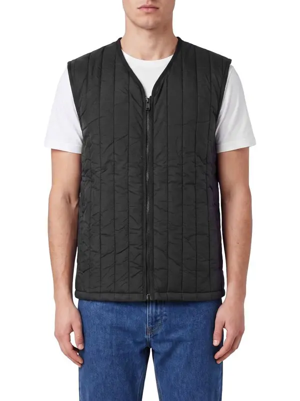 Rains Quilted Zip-up Vest - Black