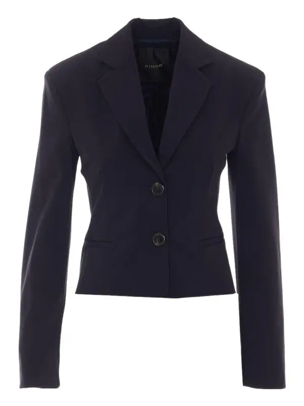 Pinko Single-breasted Cropped Jacket - Navy Blue